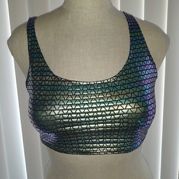 iHeartRaves | Tops | Holographic Triangles Rave Bra Top | Poshmark